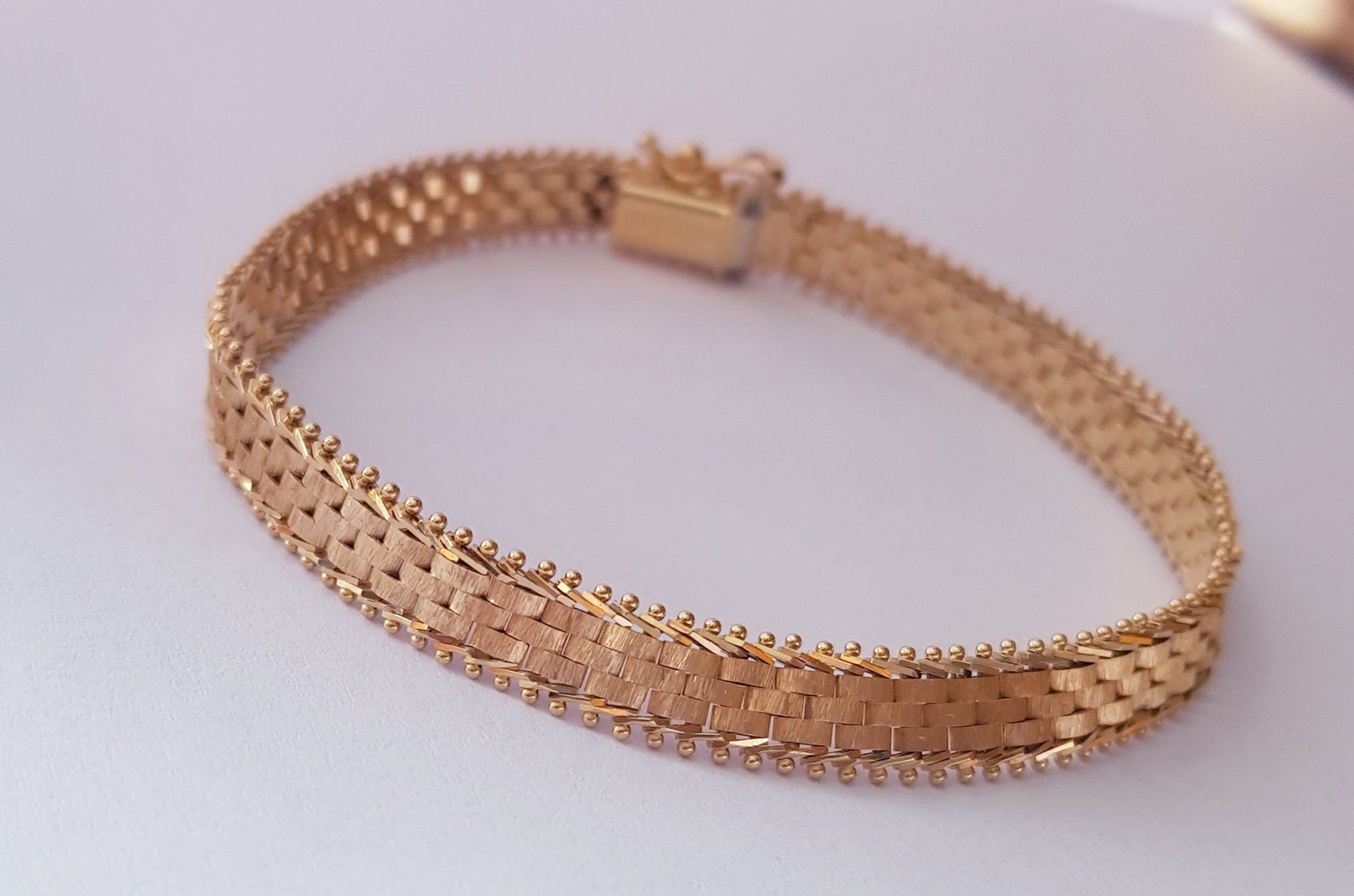 14ct Gold Flat Box Chain Bracelet With Box Clasp. 7 1/4 - Etsy