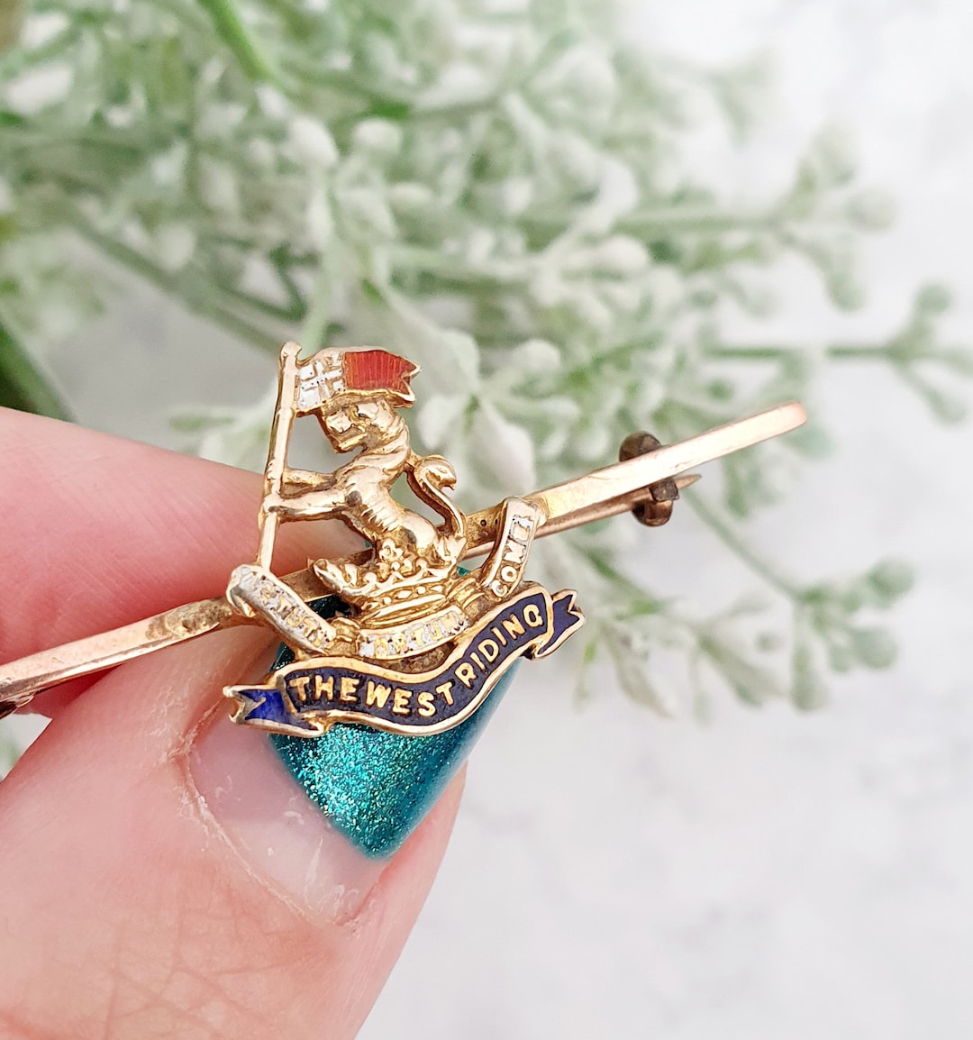 Antique 9ct Gold & Enamel the West Riding Regiment First World War ...