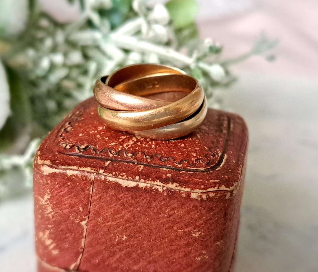 Vintage 9ct Gold Tri-colour Trinity Band Ring, Size M (US 6.5 ...