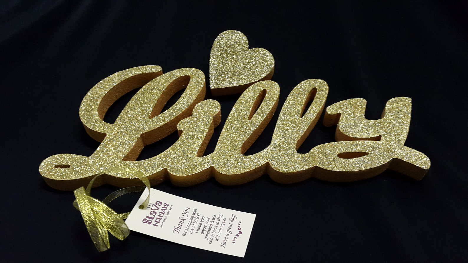 Gold Glitter Custom Name 3dgold Lilly Letters Name Age | Etsy