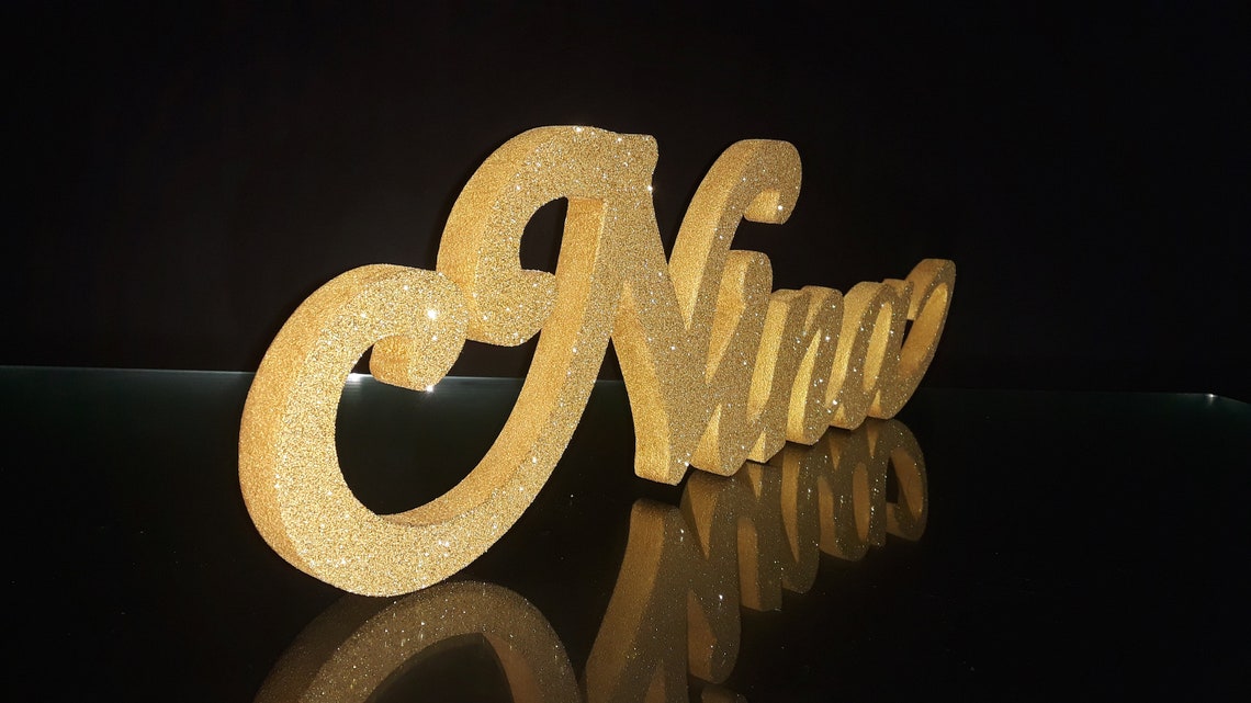 Gold Color Custom Name 3D Nina Gold Glitterfoam Letters Name - Etsy