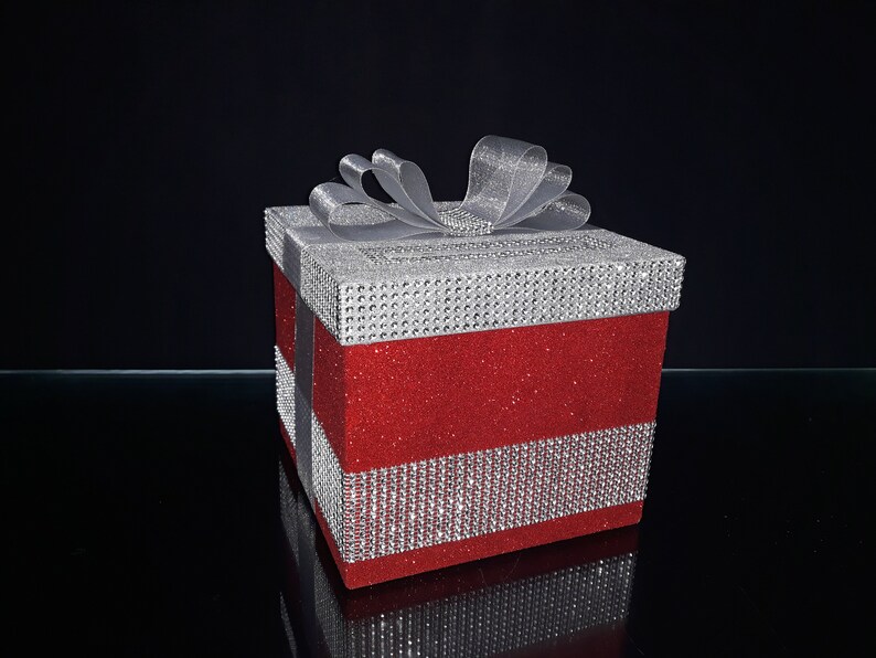 Red Glitter Square Card Boxcard Box Sweet 16card Box | Etsy