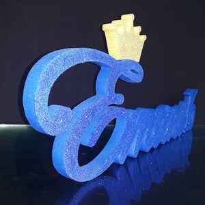 Custom Name Emani 16 Royal Blue Glitter Styrofoam 3d,silver Letters ...