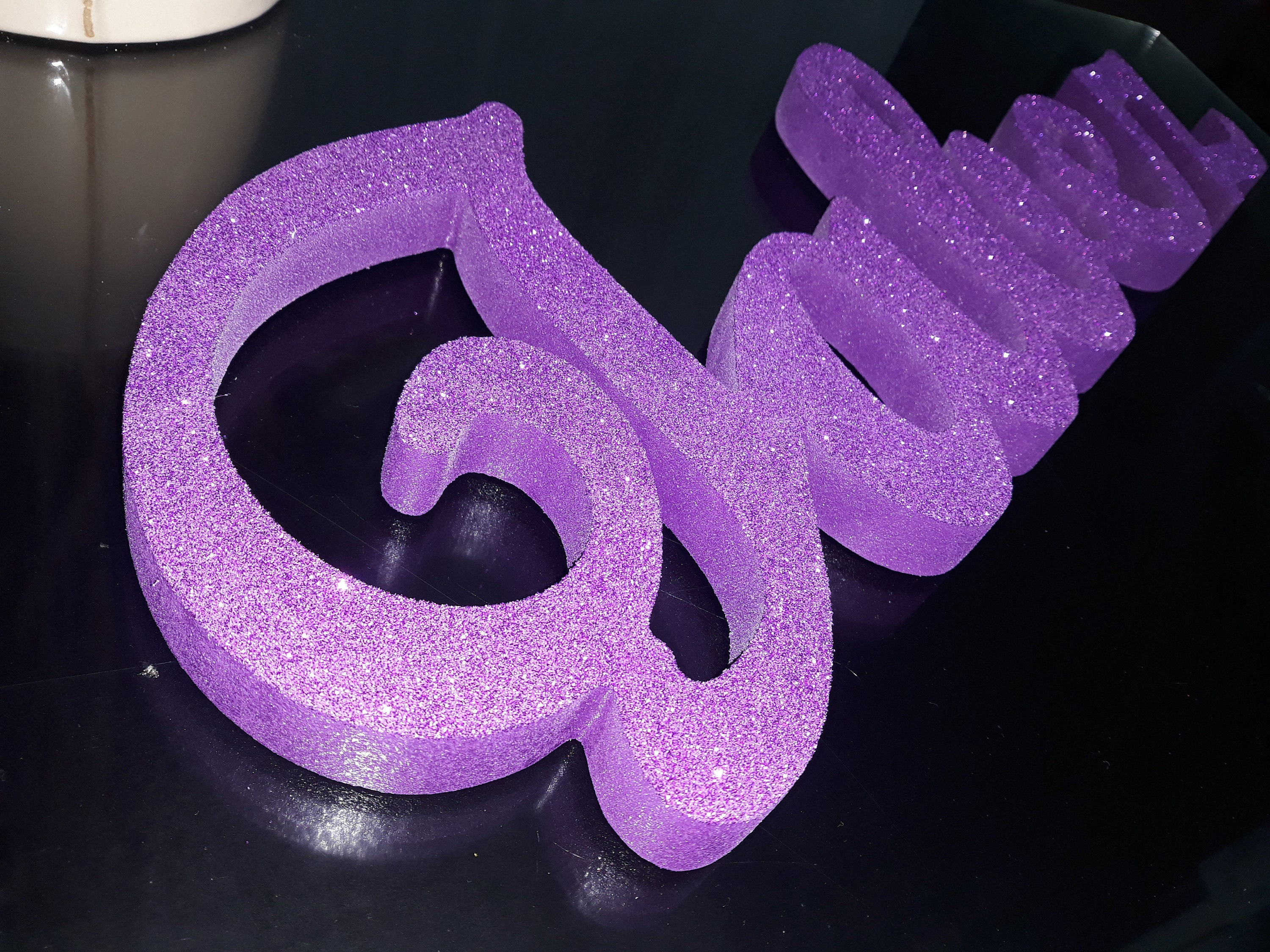 Purple glitter custom name 3D Jabez purple foam letters name | Etsy