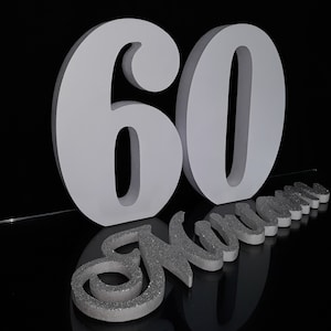 60 Sign,set Big 3D Name Two Number From Styrofoam,first Birthday,sign ...