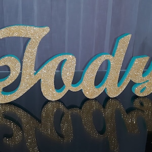 Turquoise Color Custom Name 3D Jody Gold Glitter,styrofoam Name,foam ...