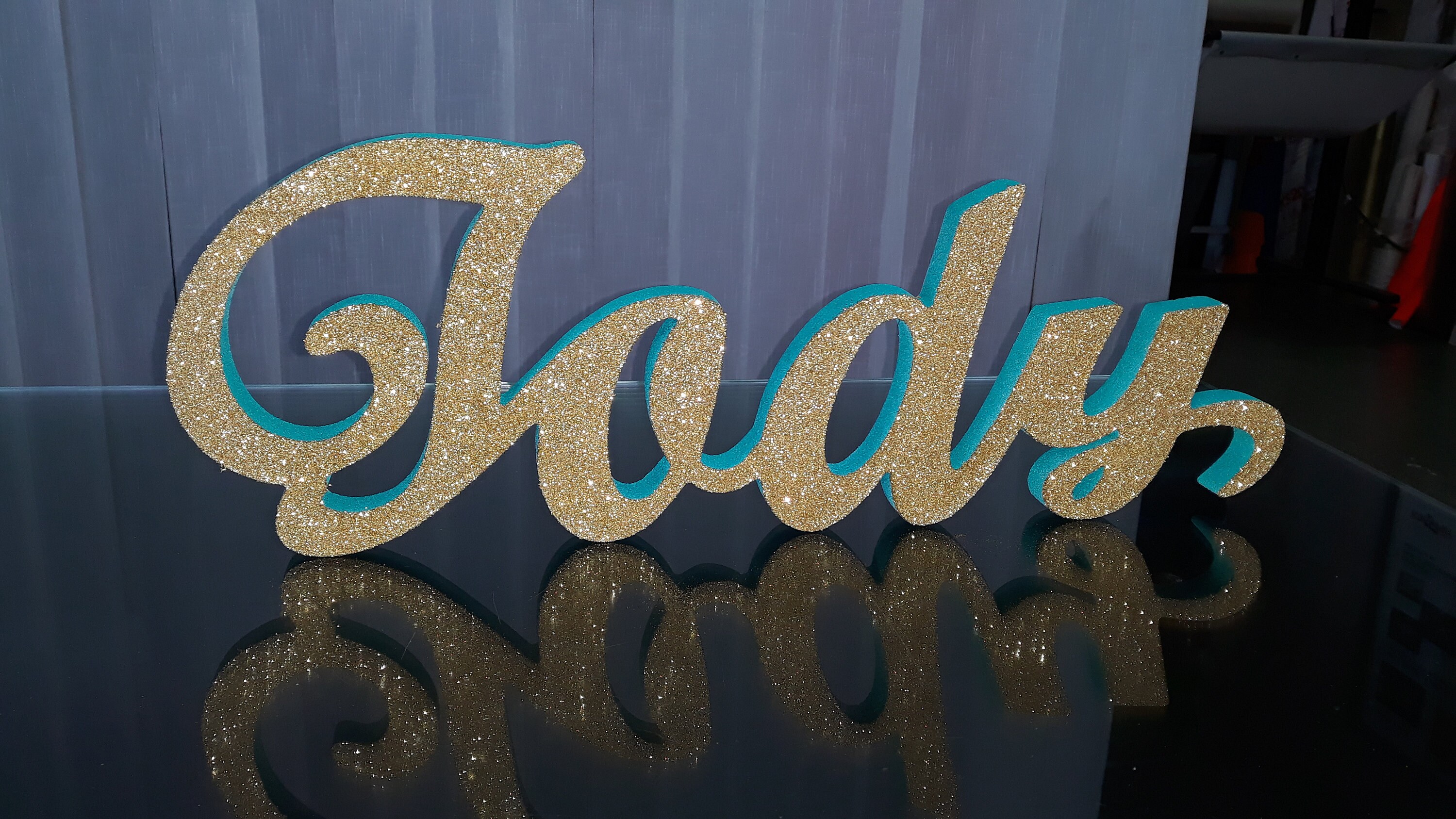Turquoise Color Custom Name 3D Jody Gold Glitterstyrofoam - Etsy