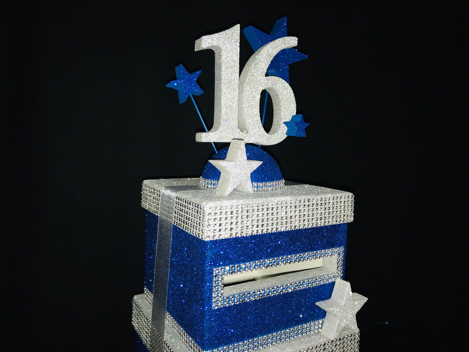 A Two-tier Card Box With Stars a Two-story Cardbox a Box for - Etsy