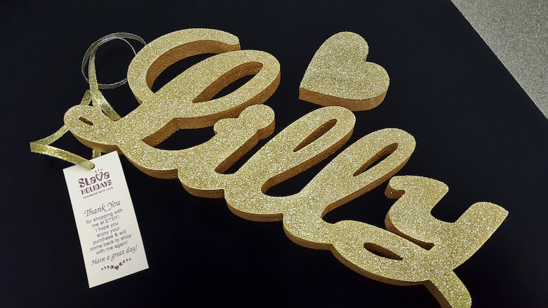 Gold Glitter Custom Name 3dgold Lilly Letters Name Age | Etsy