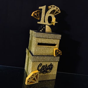 Diamonds Gold Cardbox,two-story Card Box Gems,a Box for Cards Silver ...