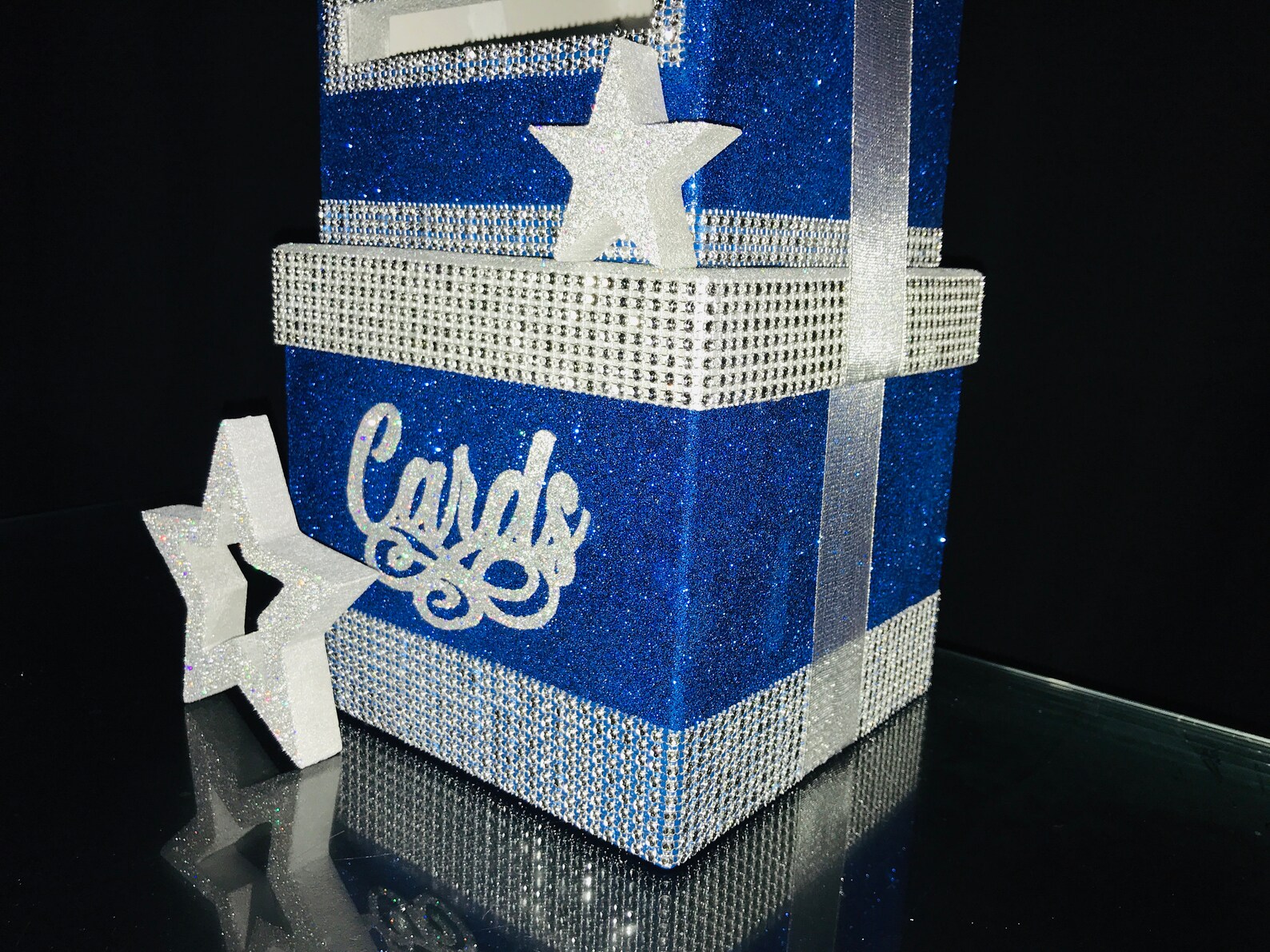 A Two-tier Card Box With Stars a Two-story Cardbox a Box for | Etsy