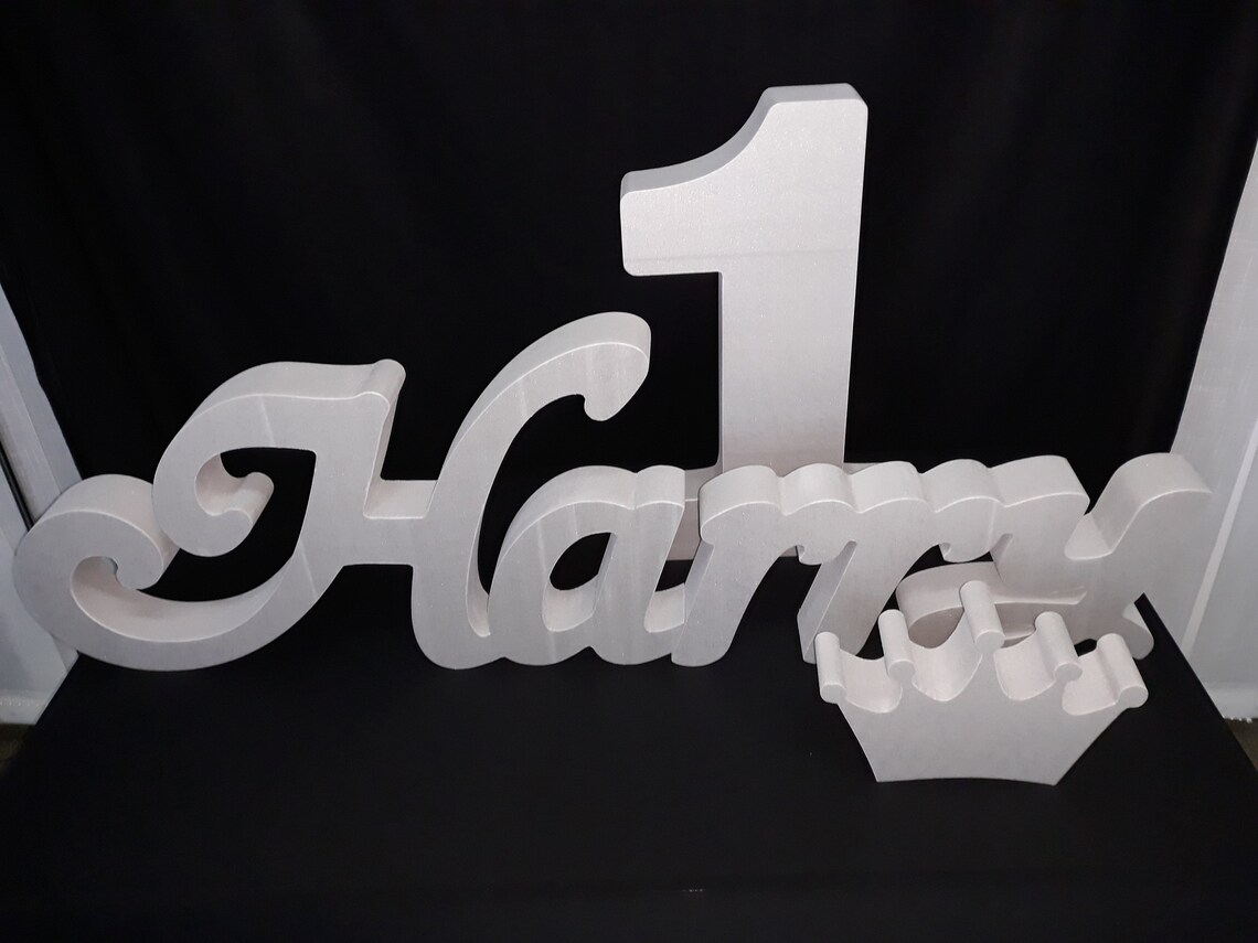 Big 3D Name One Number Crown From Styrofoam First | Etsy