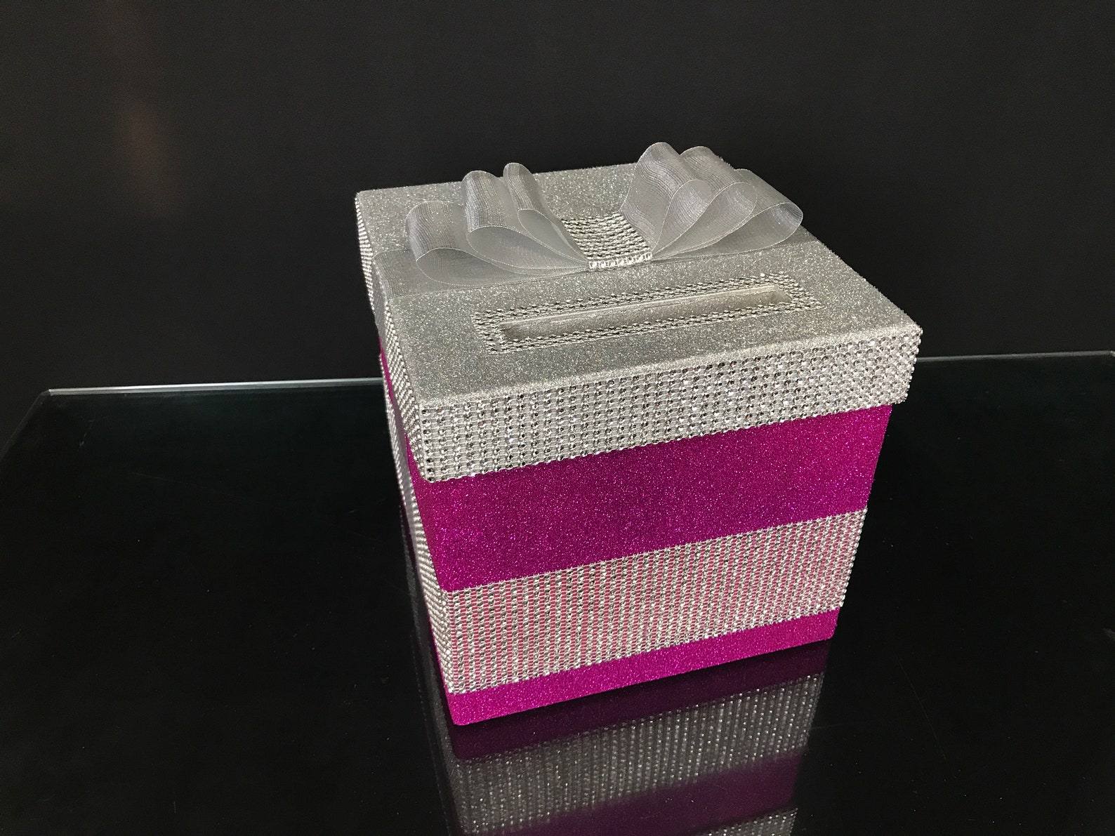 HOT Pink Square Card Box Glitter and Bling for Sweet 16 - Etsy