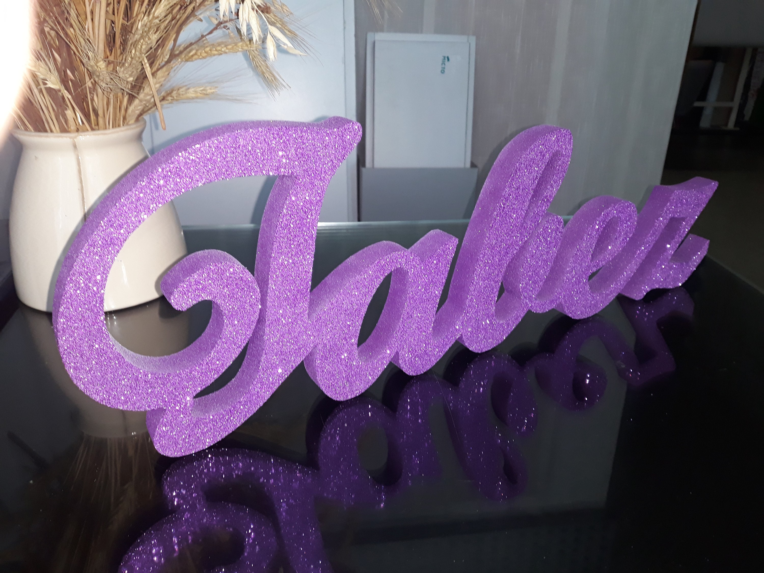 Purple glitter custom name 3D Jabez purple foam letters name | Etsy