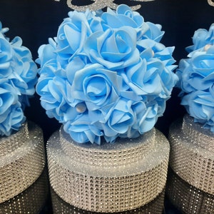 Light Blue Roses, Centerpiece Ball Roses on Stand Sweet 16, Central ...