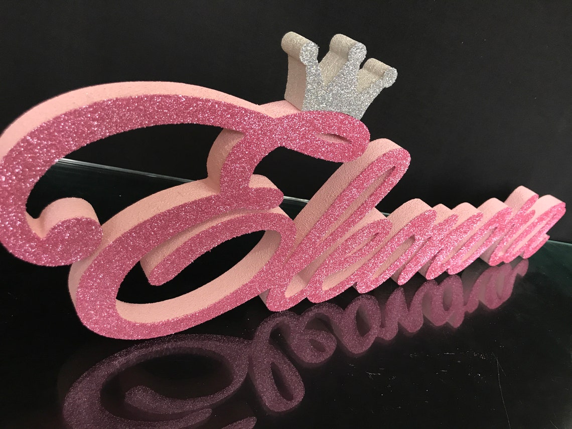 Pink glitter custom name 3D Eleonorapink foam letters name | Etsy