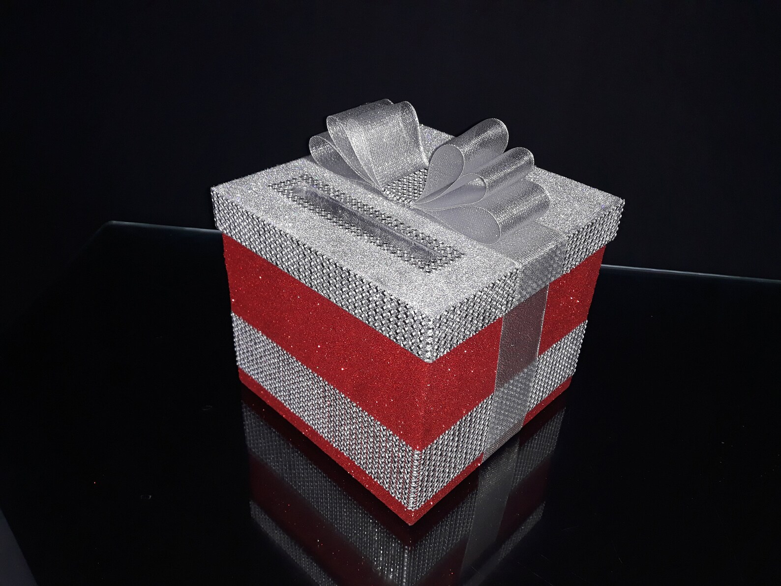 Red Glitter Square Card Boxcard Box Sweet 16card Box | Etsy