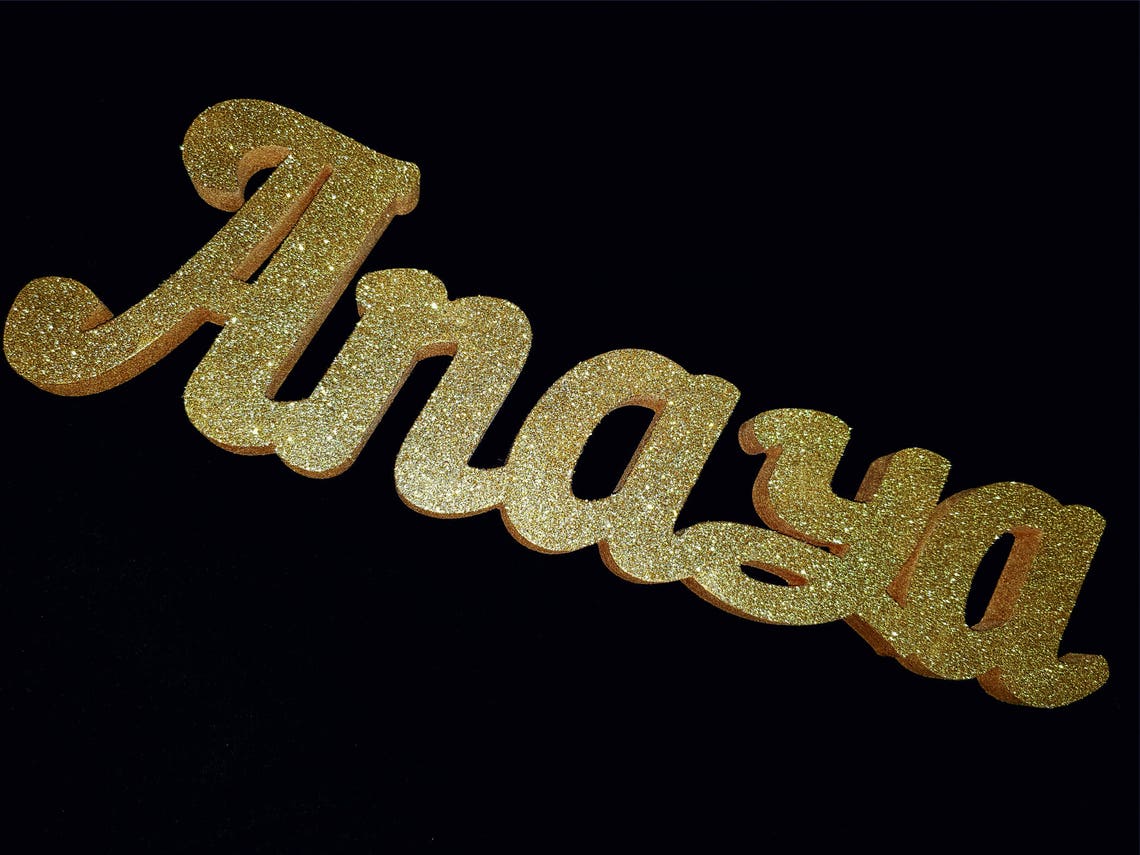 Gold glitter custom name 3Dgold Anaya letters name age | Etsy