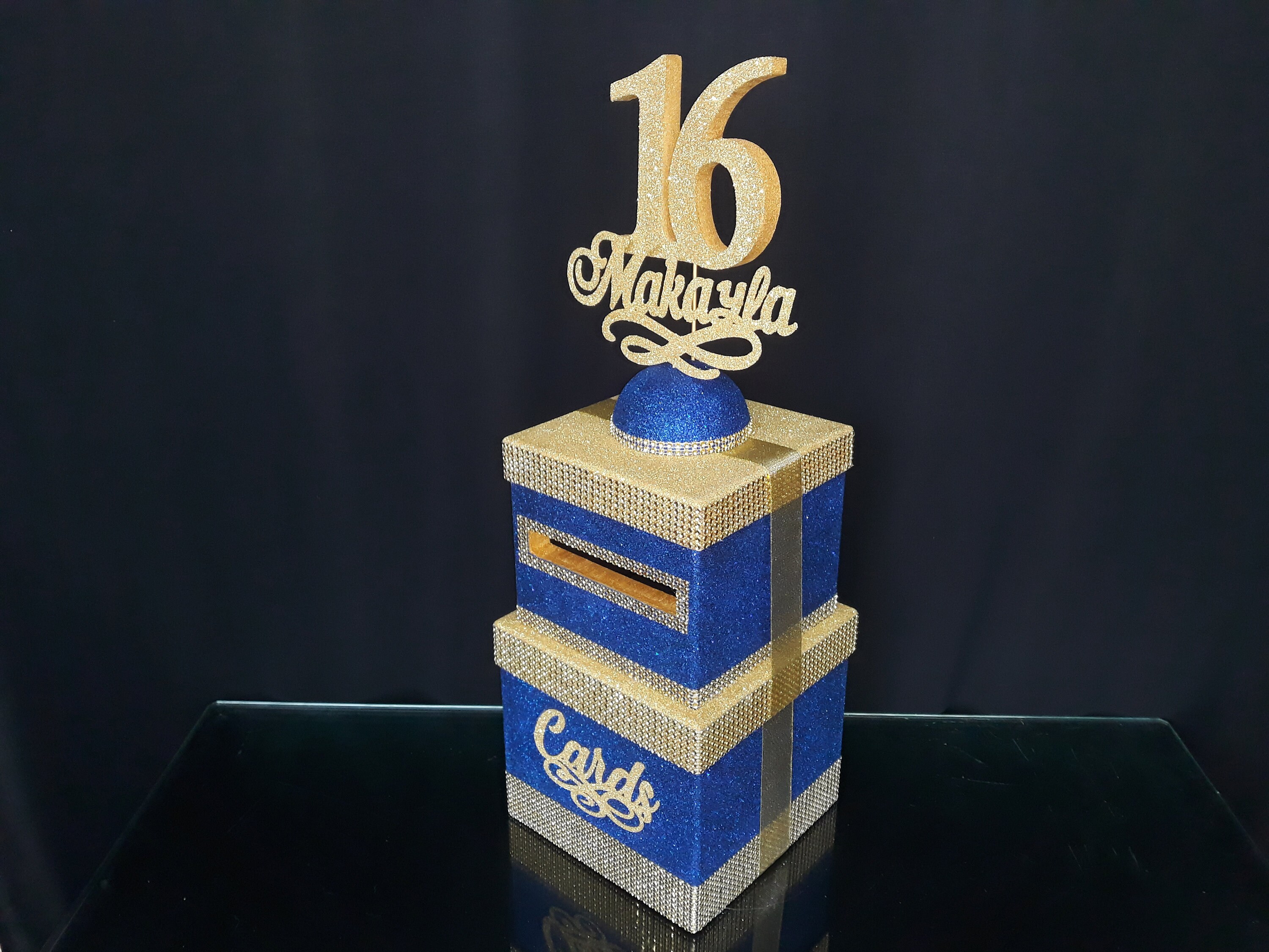 A Two-tier Card Box Navy Blue a Two-story Cardboxbox for | Etsy