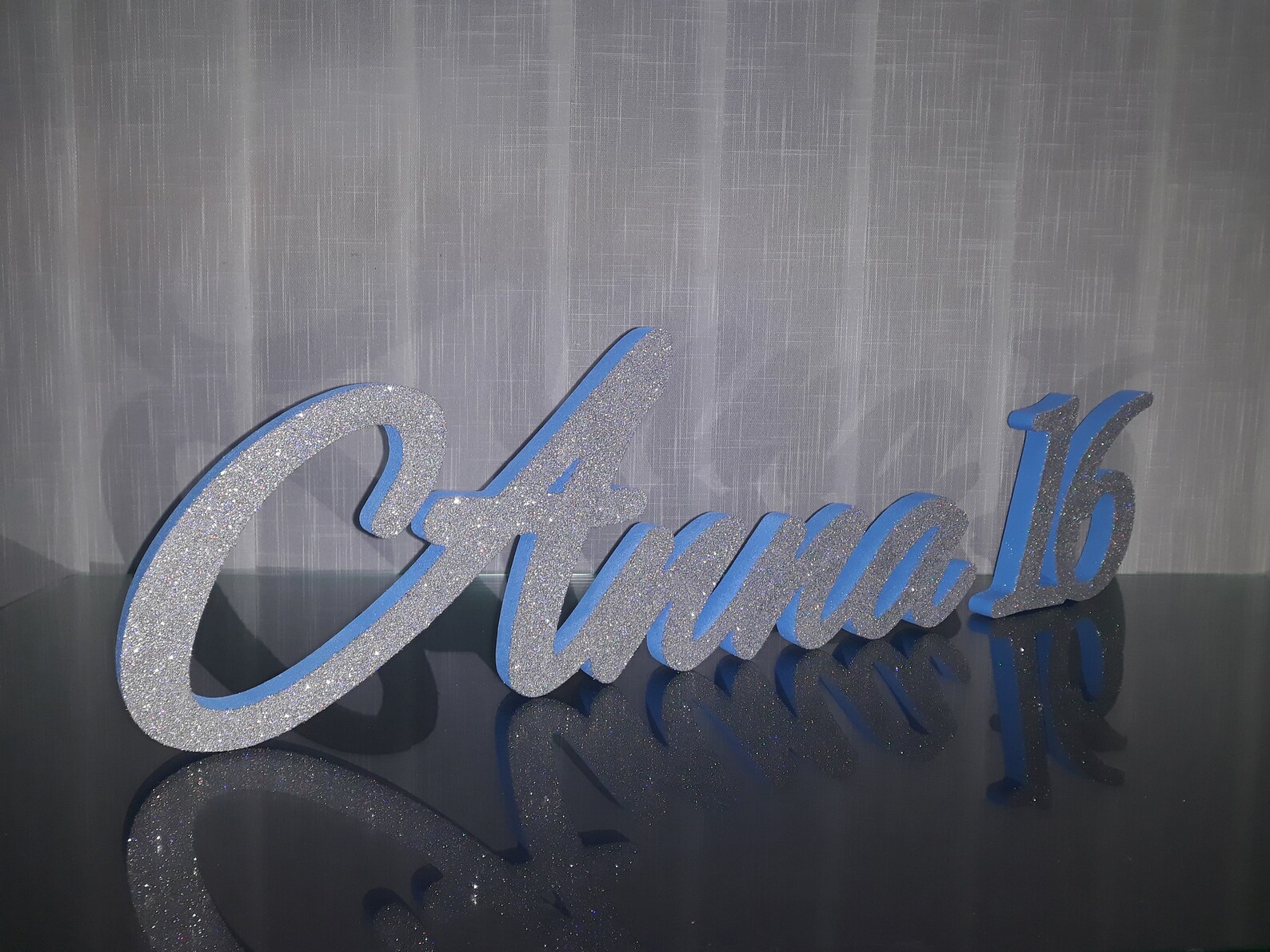 Custom Name Anna 16 Silver Glitter Styrofoam 3dlight Blue - Etsy