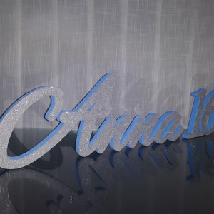 Custom Name Anna 16 Silver Glitter Styrofoam 3d,light Blue Letters Name ...
