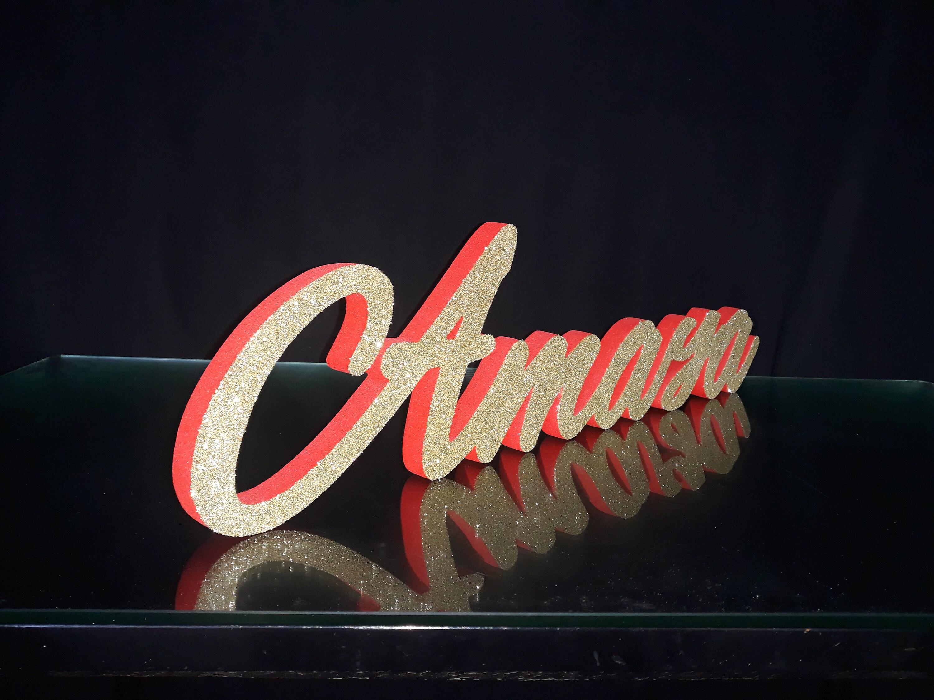 Red Color Custom Name 3D Gold Glitter,foam Letters,3d Name,free ...