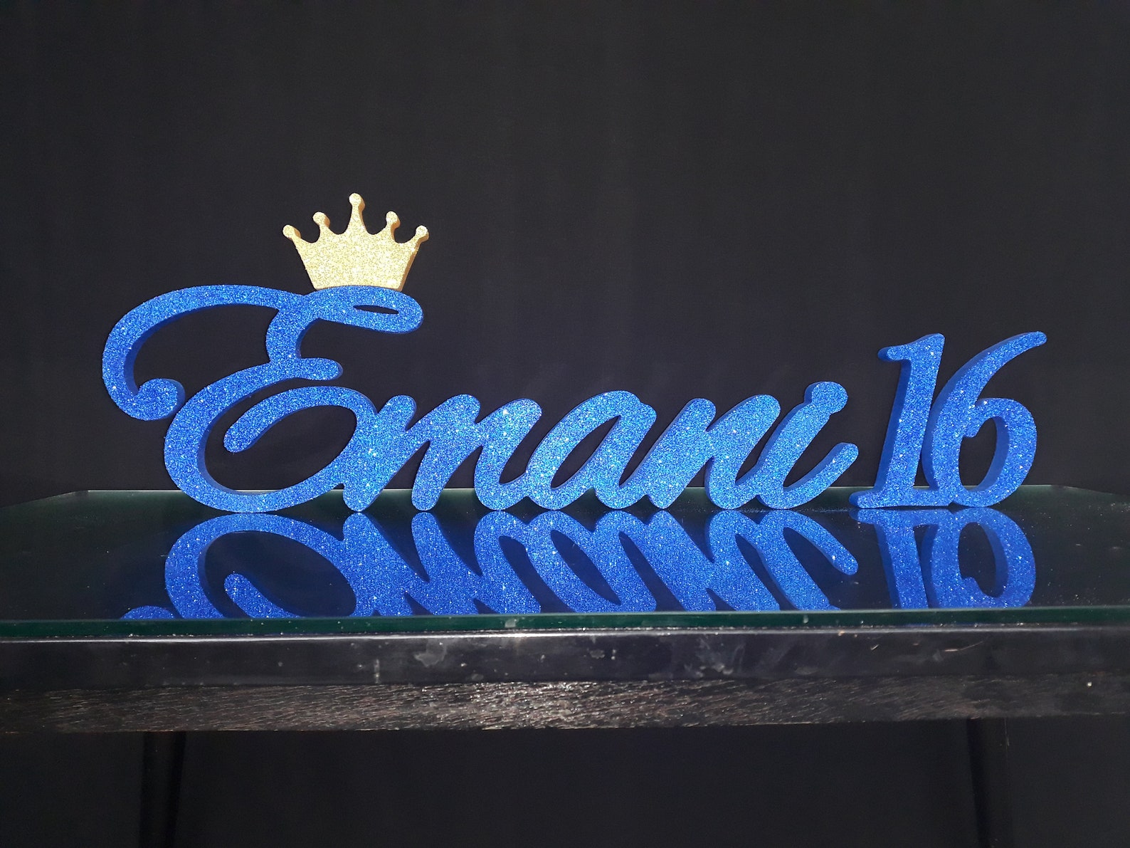 Custom Name Emani 16 Royal Blue Glitter Styrofoam 3dsilver - Etsy