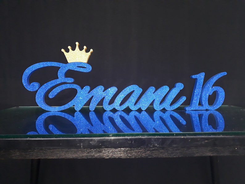 Custom Name Emani 16 Royal Blue Glitter Styrofoam 3dsilver - Etsy