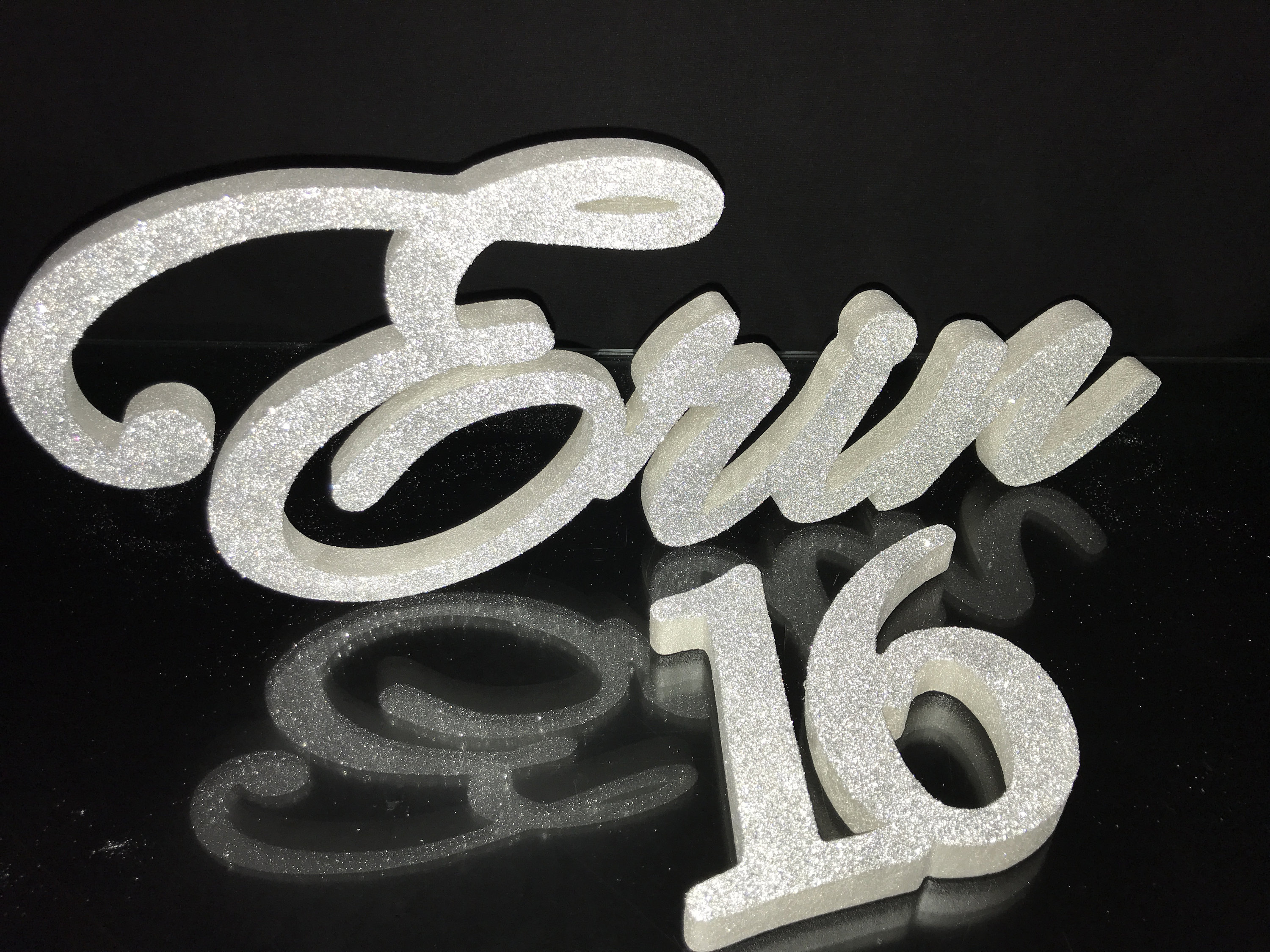 Custom Name Erin Silver Glitter Styrofoam 3d,silver Letters Name Age ...