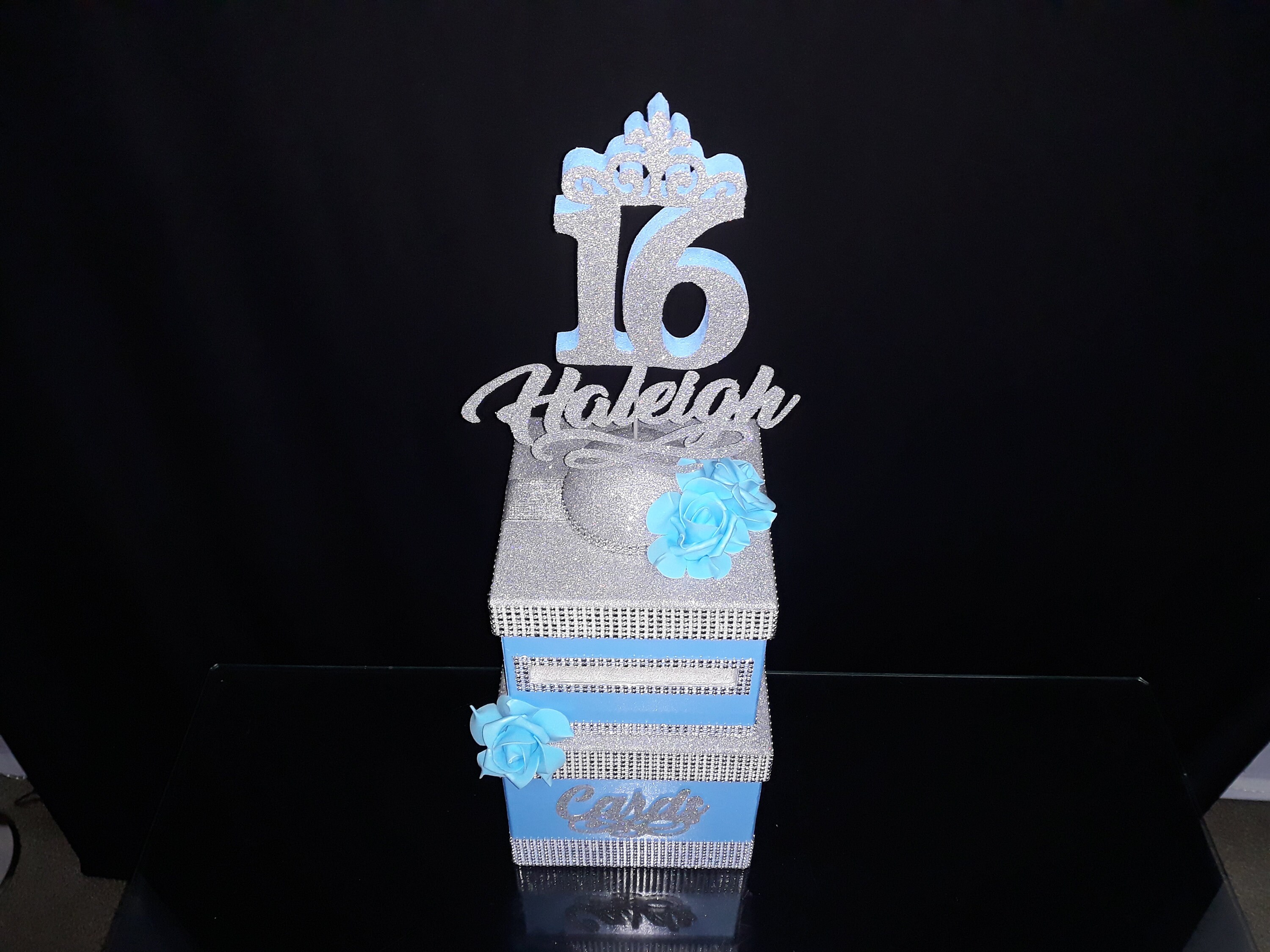 A Two-tier Card Box With Rose a Two-story Cardbox a Box for - Etsy