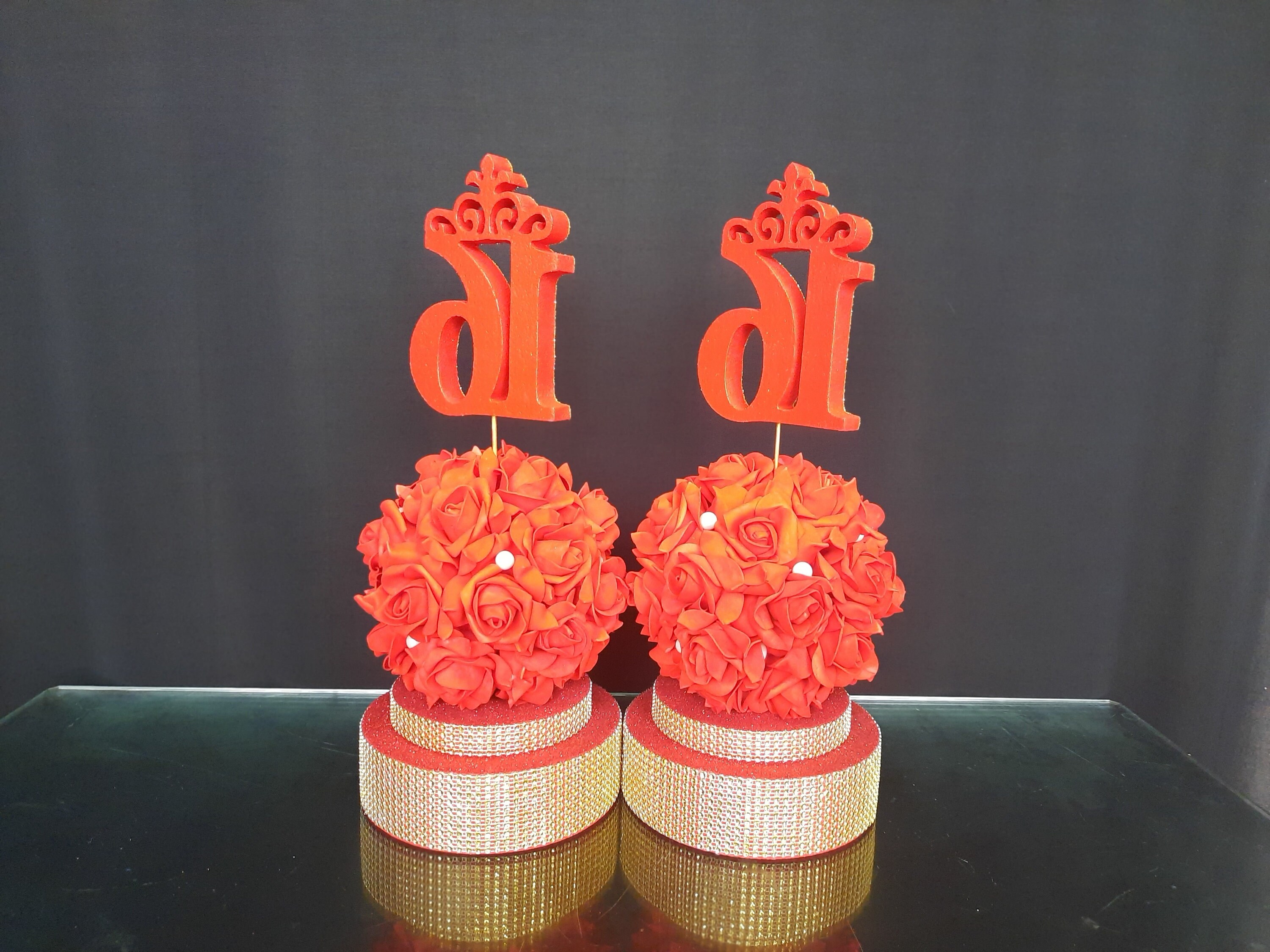 Centerpiece Ball of Red Roses on Stand Sweet 16central - Etsy