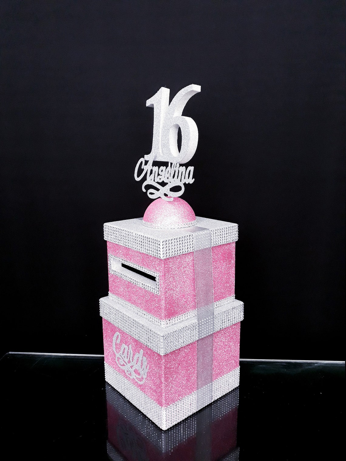 A two-tier card box pink a two-story cardboxbox for cards | Etsy