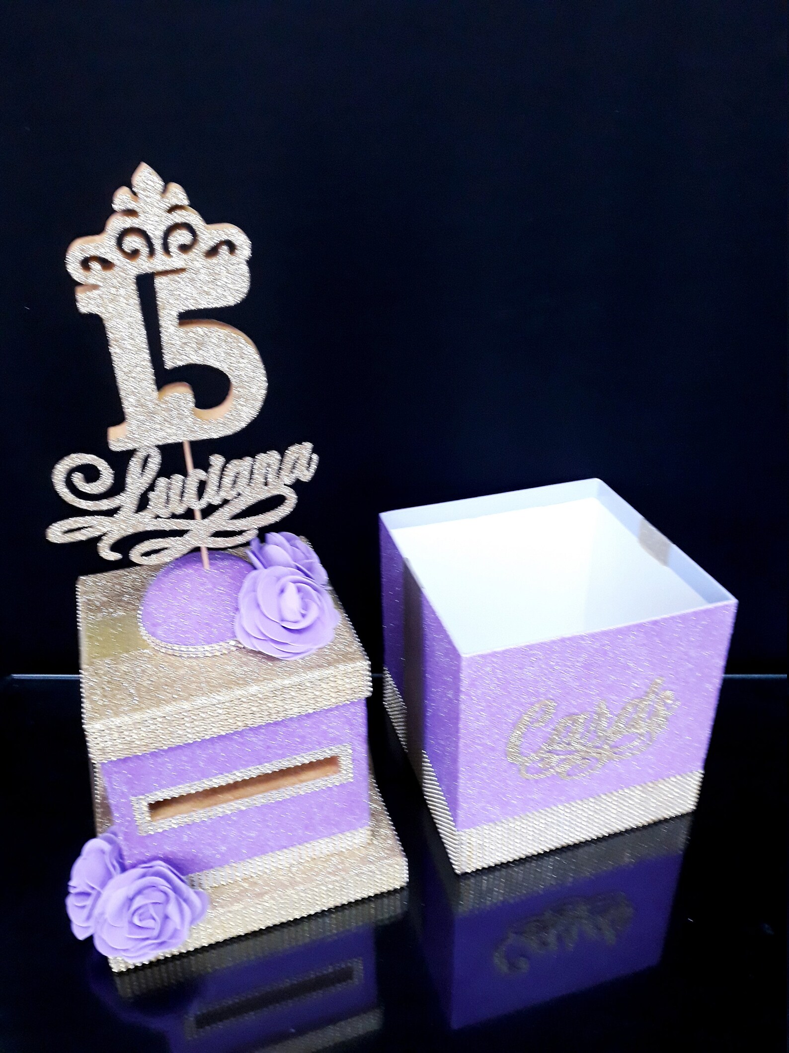 A Two-tier Card Box With Rose a Two-story Cardbox Box for | Etsy