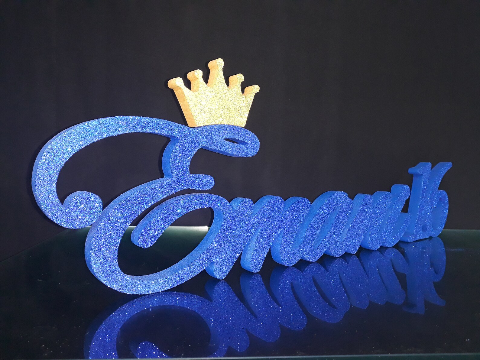 Custom Name Emani 16 Royal Blue Glitter Styrofoam 3dsilver - Etsy