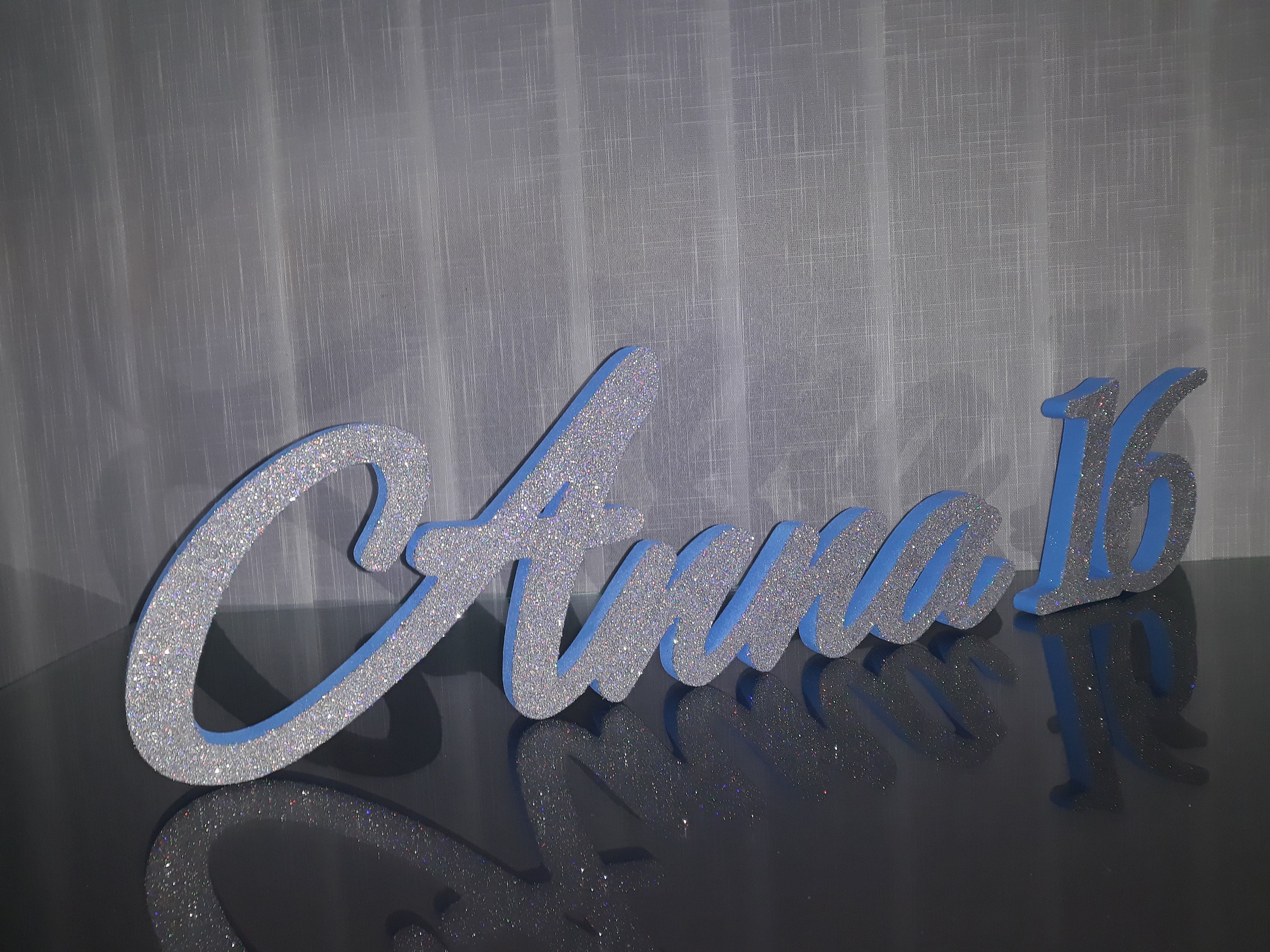 Custom Name Anna 16 Silver Glitter Styrofoam 3dlight Blue - Etsy