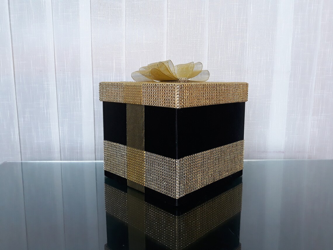 Black Square Card Box Sweet 16 Card Box Wedding - Etsy