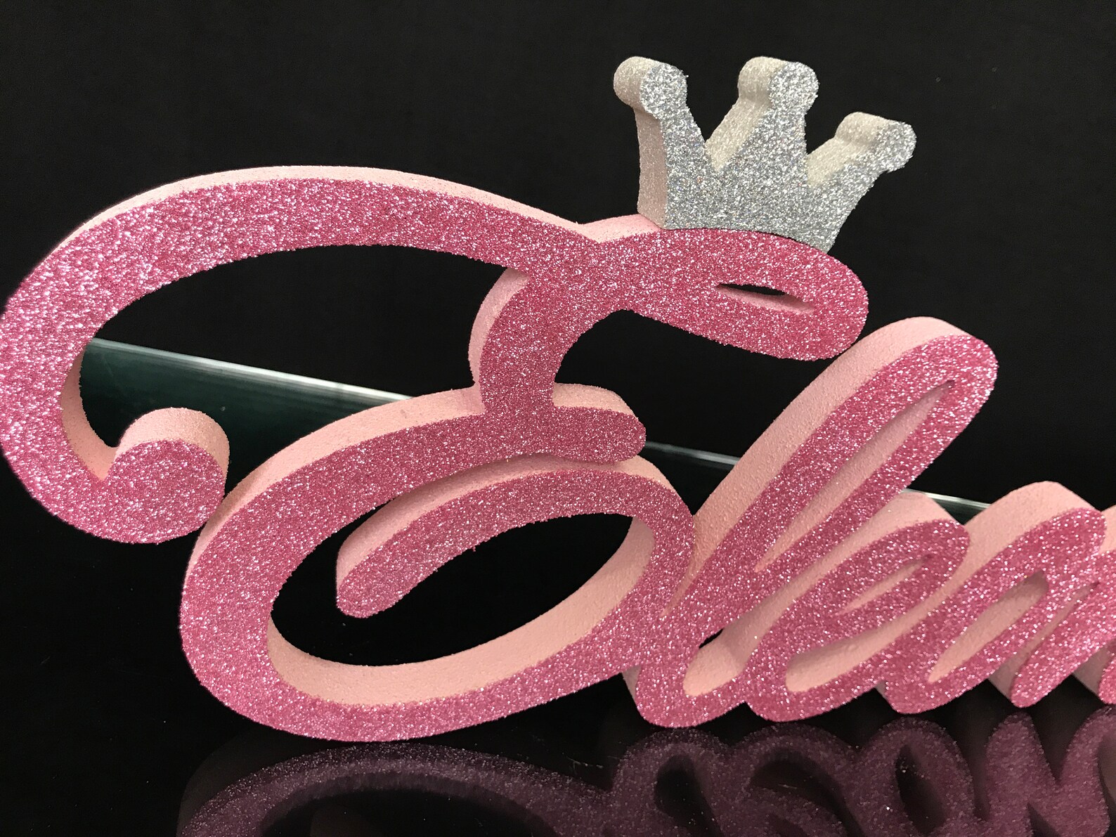 Pink glitter custom name 3D Eleonorapink foam letters name | Etsy