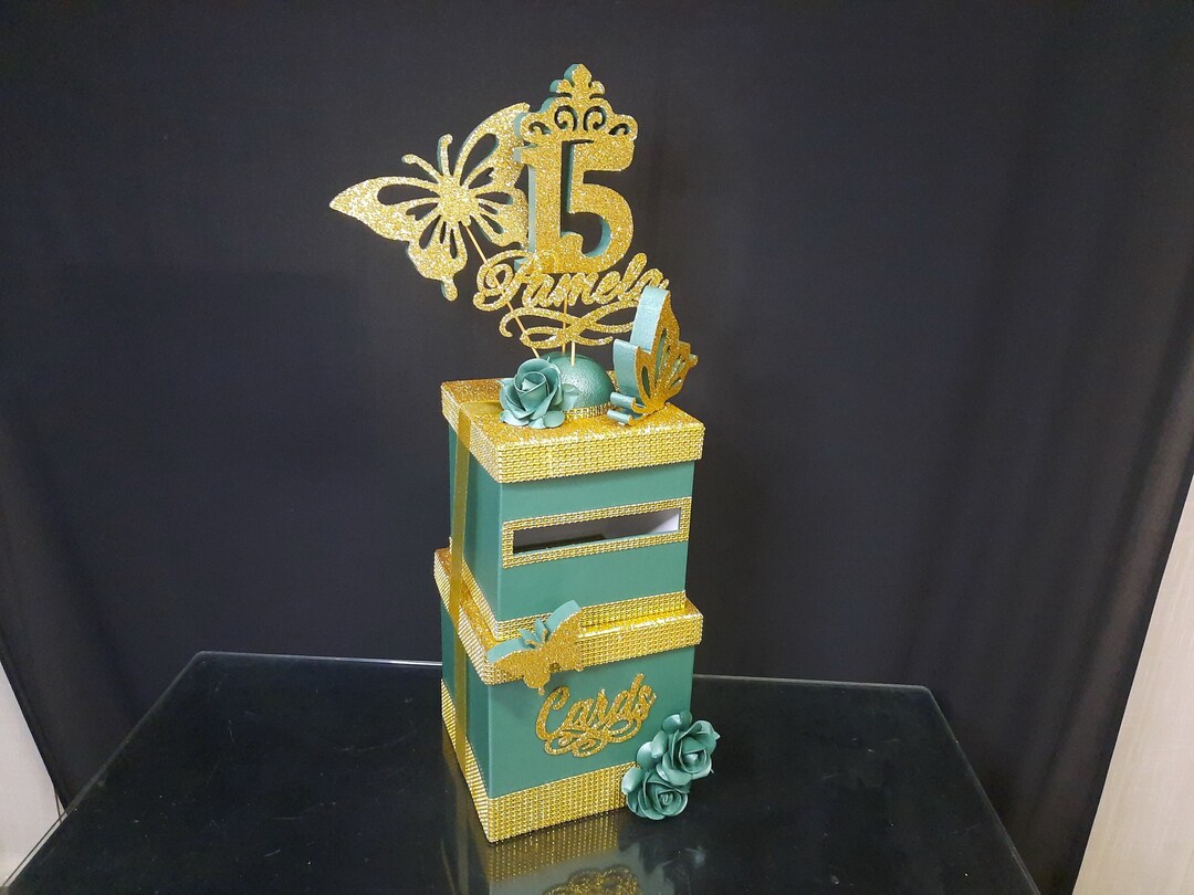 Esmerald Green Card Box With Butterflies, Cardbox Cards Butterflies ...