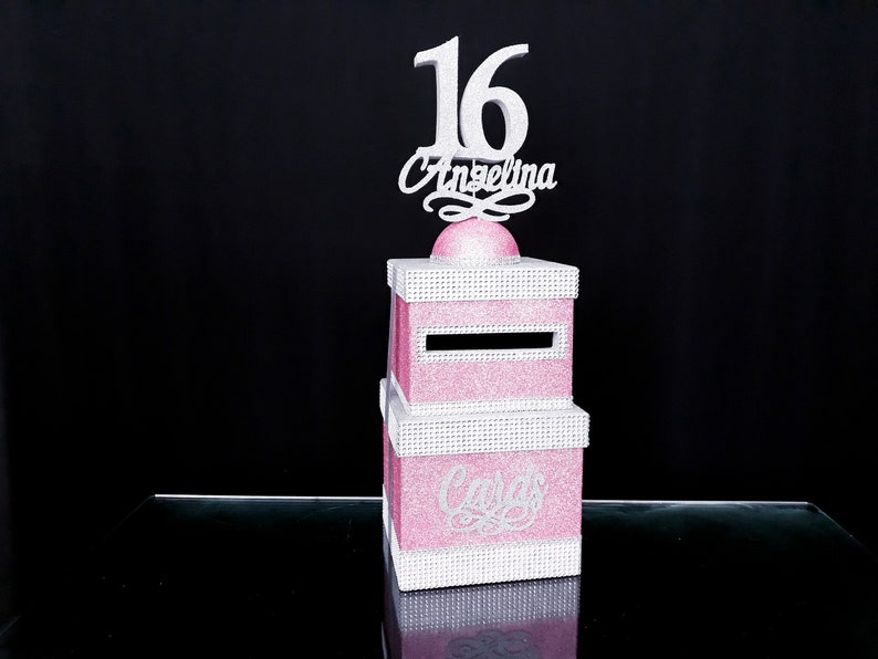 A Two-tier Card Box Pink a Two-story Cardboxbox for Cards - Etsy