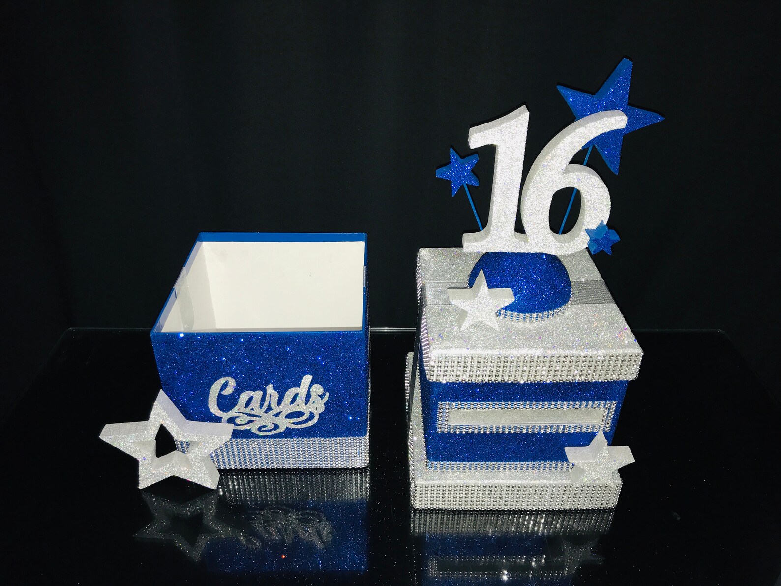 A Two-tier Card Box With Stars a Two-story Cardbox a Box for - Etsy