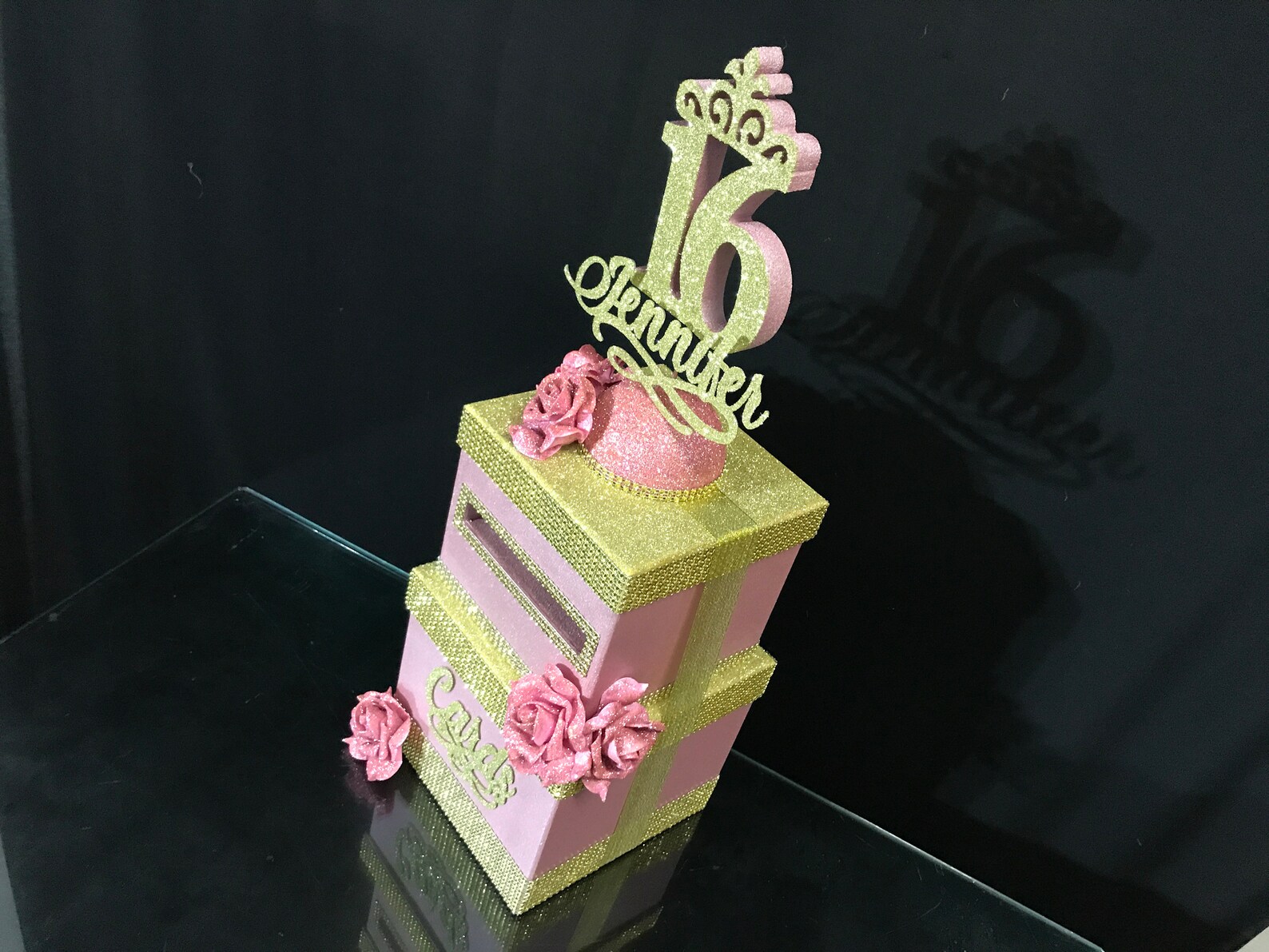 A two-tier card box with rose a two-story cardbox a box for | Etsy