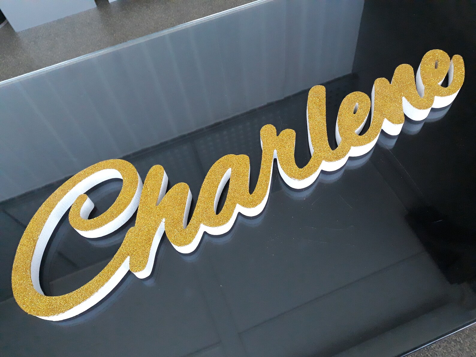 White Color Custom Name 3D Charlene Gold Glitterfoam Letters - Etsy