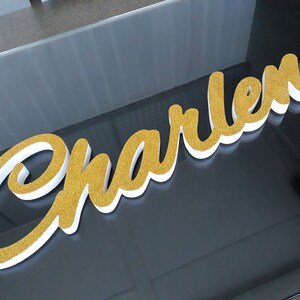 White Color Custom Name 3D Charlene Gold Glitter,foam Letters Name Age ...