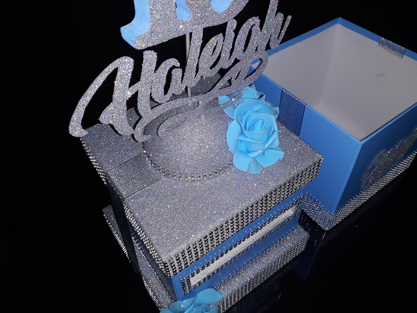 A Two-tier Card Box With Rose a Two-story Cardbox a Box for - Etsy