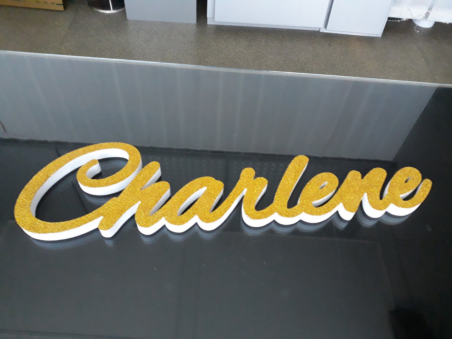 White Color Custom Name 3D Charlene Gold Glitterfoam Letters - Etsy