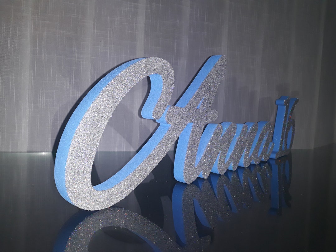 Custom Name Anna 16 Silver Glitter Styrofoam 3d,light Blue Letters Name ...