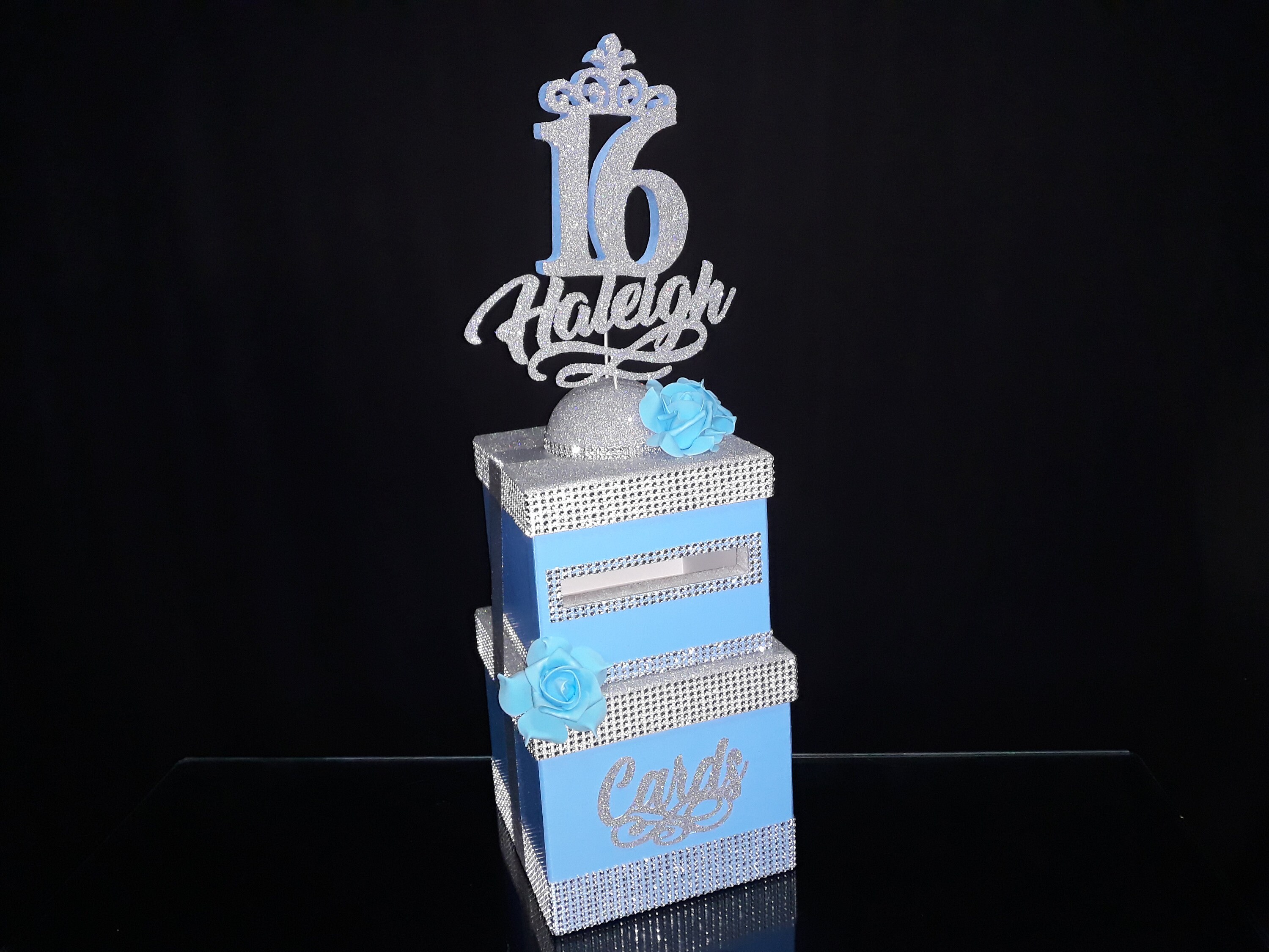 A Two-tier Card Box With Rose a Two-story Cardbox a Box for - Etsy