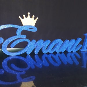 Custom Name Emani 16 Royal Blue Glitter Styrofoam 3d,silver Letters ...