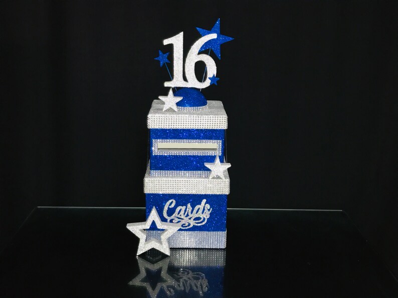 A Two-tier Card Box With Stars a Two-story Cardbox a Box for - Etsy