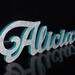 Turquoise Color Custom Name 3D Alicia Silver Glitter,sweet 15,foam ...